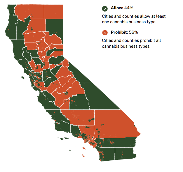 California: Where cannabis businesses are allowed.. State Publishes Map ...